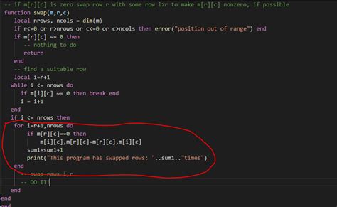 Swapping Rows Of A Matrix R Lua