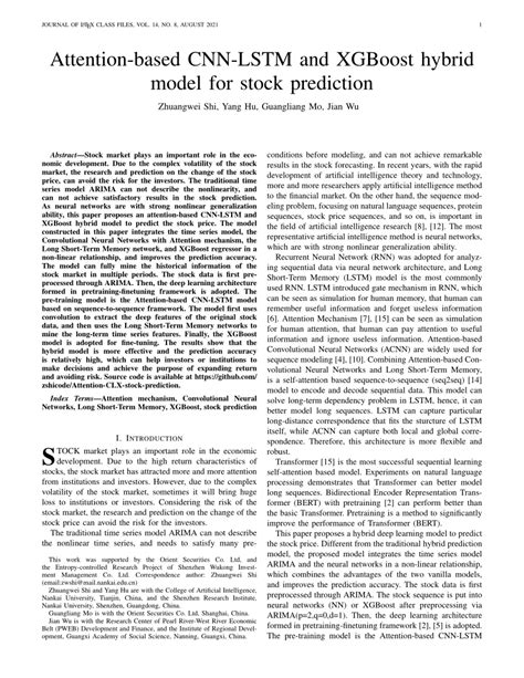 PDF Attention Based CNN LSTM And XGBoost Hybrid Model For Stock Prediction