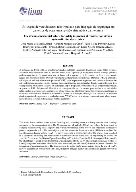 Pdf Use Of Unmanned Aerial Vehicle For Safety Inspection At