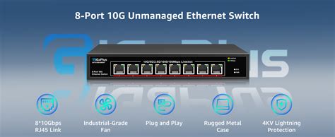 8 Port 10gb Ethernet Switch Unmanaged 8x 10gbe Base T Ports Gigaplus 10g Network