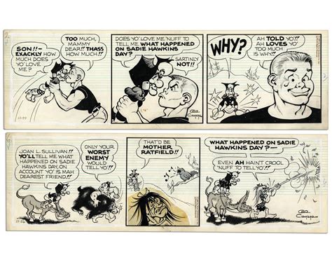 Lil Abner Pair Of Comic Strips From 26 And 29 November 1966 Featuring Mammy Yokum Hand Drawn