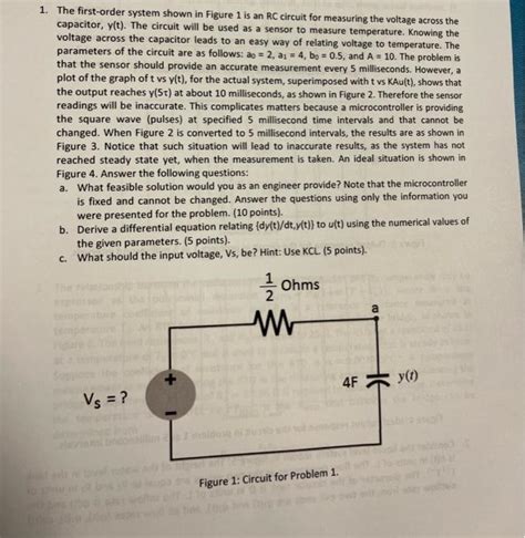 Solved The First Order System Shown In Figure Is An RC Chegg