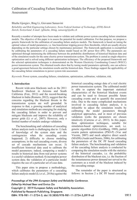 PDF Calibration Of Cascading Failure Simulation Models For Power System Risk Assessment