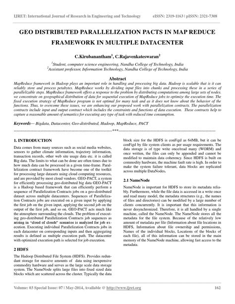 Geo Distributed Parallelization Pacts In Map Reduce Framework In