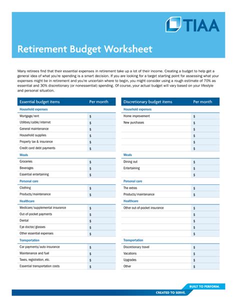 retirement budget excel worksheet printable worksheets