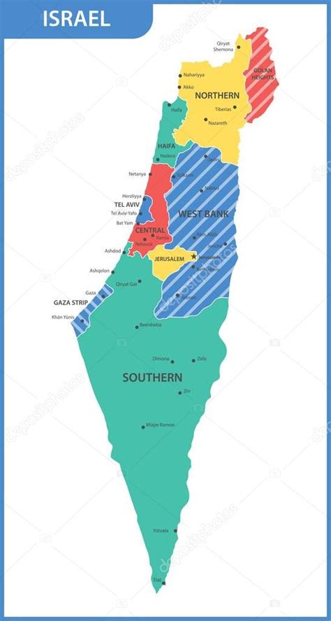 El Mapa Detallado Del Israel Con Regiones O Estados Y Ciudades