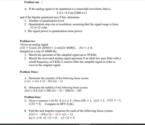 Solved Problem One A If The Analog Signal To Be Quantized