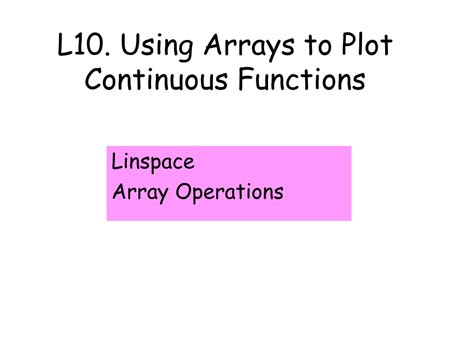 Ppt L10 Using Arrays To Plot Continuous Functions Powerpoint