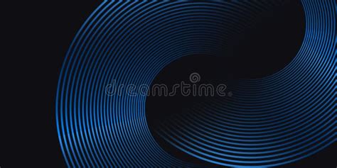 Dark Blue Abstract Background With Glowing Circle Curve Geometric Lines Modern Shiny Blue Lines