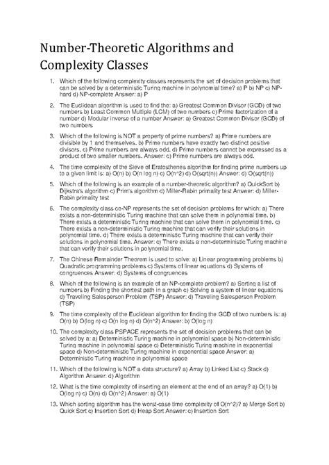 Cse408 Unit 6 Units 6 Number Theoretic Algorithms And Complexity