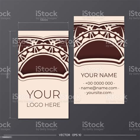 고급스러운 패턴베이지 색으로 명함의 인쇄 디자인을위한 벡터 템플릿 텍스트와 추상 장식을 위한 장소가 있는 명함 준비 0명에 대한 스톡 벡터 아트 및 기타 이미지 Istock