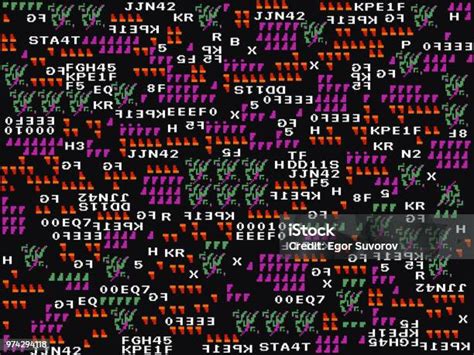 게임 글리치 배경입니다 추상적인 기호 고 어두운 배경에서 모양입니다 현대적인 디자인입니다 게임 배경 화면입니다 올드 스쿨 재미입니다 벡터 일러스트 레이 션 8에 대한 스톡