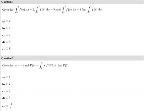 Solved Given That ∫10f X Dx 2 ∫30f X Dx 5 And ∫63f X Dx 4