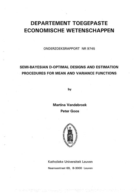 Pdf Semi Bayesian D Optimal Designs And Estimation Procedures For