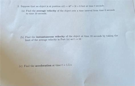 Solved Suppose That An Object Is At Position Chegg