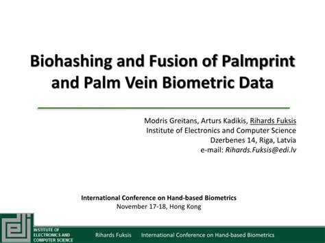 Ppt Biohashing And Fusion Of Palmprint And Palm Vein Biometric Data Powerpoint Presentation