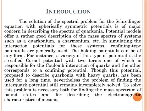 Ppt Analytical Solution The Radial Schrödinger Equation For The Quark Antiquark System