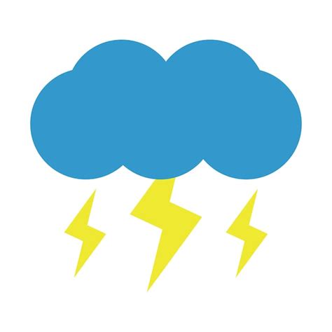 뇌우 벡터입니다 흰색 바탕에 파란색 노란색 번개 구름 프리미엄 벡터