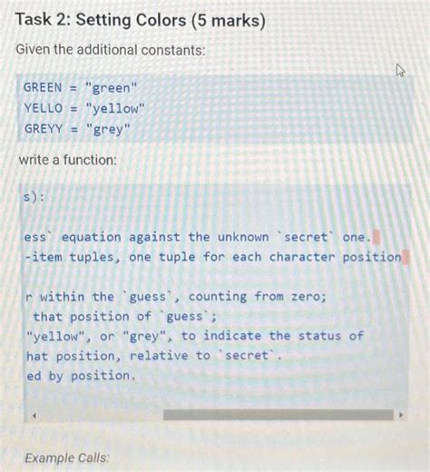 Solved Task Setting Colors Marks Given The Additional Chegg Com