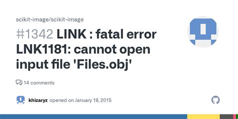 Link Fatal Error Lnk Cannot Open Input File Files Obj Issue