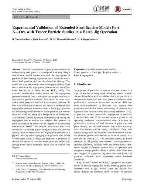 Pdf Experimental Validation Of Extended Stratification Model Part B Coal Ash Segregation