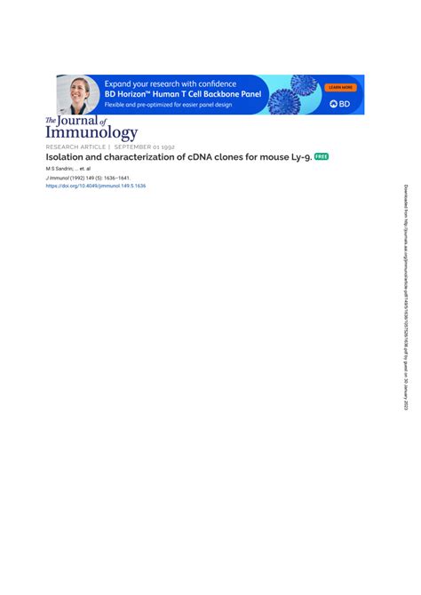 Pdf Isolation And Characterization Of Cdna Clones For Mouse Ly 9