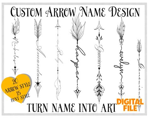 Custom Tattoo Arrow Name Design Personalized Tattoo Digital Design