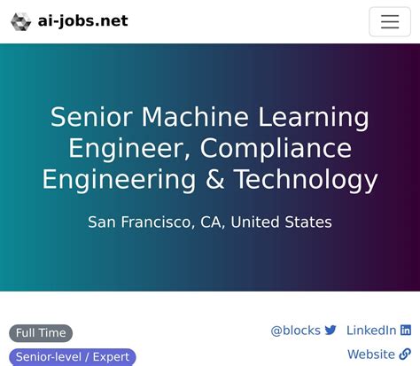 Hiring Senior Machine Learning Engineer Compliance Engineering
