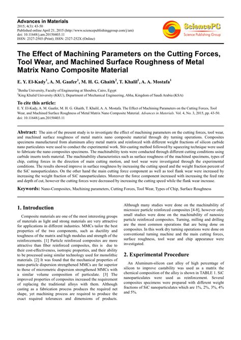 Pdf The Effect Of Machining Parameters On The Cutting Forces Tool Wear And Machined Surface