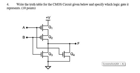 Solved Write The Truth Table For The Cmos Circuit Given Below And