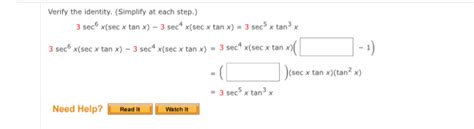 Solved Verify The Identity Simplify At Each