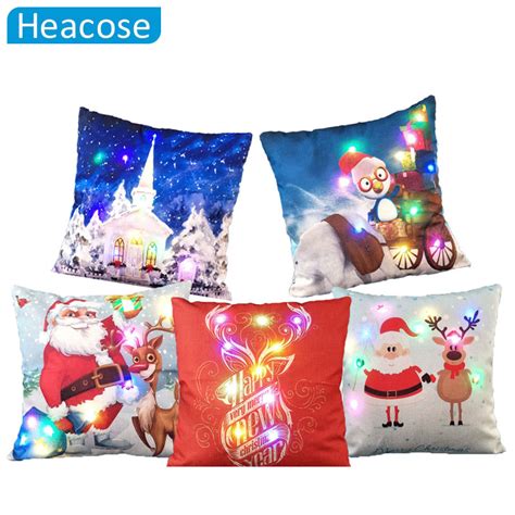 귀여운 크리스마스 쿠션 커버 산타 클로스 사슴 건물 인쇄 광장 베개 베개 사무실 소파 자동차 홈 장식christmas Cushion Coverscushion