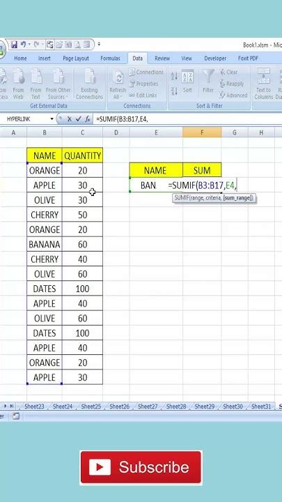 Sumif Function In Excel Excelshortsvideo Exceltips Excelshorts