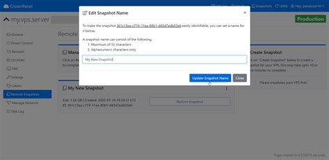 CrownCloud Wiki How To Add Name To Snapshots In CrownPanel