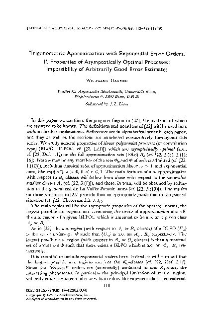 Pdf Trigonometric Approximation With Exponential Error Orders Ii