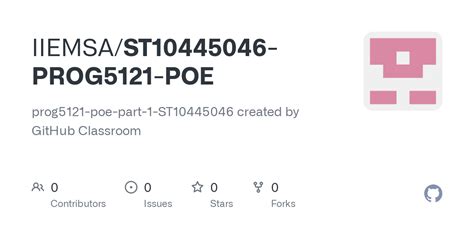 Github Iiemsa St10445046 Prog5121 Poe Prog5121 Poe Part 1 St10445046 Created By Github Classroom