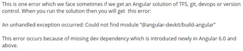 A Fix To Exception Could Not Find Module “angular Devkitbuild Angular”
