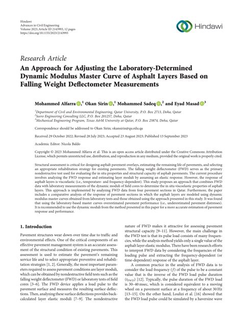 PDF An Approach For Adjusting The Laboratory Determined Dynamic Modulus Master Curve Of