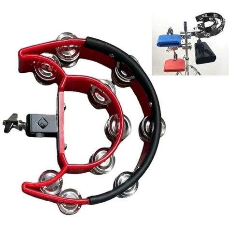 Tuoren 하이 햇 탬버린 하프 문 드럼 세트 탬버린 마운트 더블 행 하이 햇 벨 장착 아이 볼트 탬버린 티몬