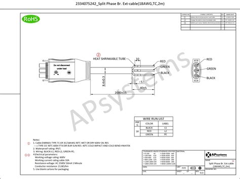 Split Phase Branch Extension Cable 18AWG TC 2m APsystems Latin America The Global Leader