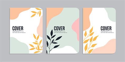 손으로 그린 꽃 장식이 있는 교과서 표지 디자인 세트 추상 복고풍 식물 배경 A4 크기 노트북 초대장 플래너 브로셔 책 카탈로그 가리기에 대한 스톡 벡터 아트 및 기타