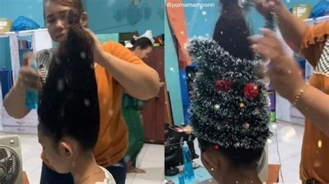 Cewek Sanggul Rambut Jadi Pohon Natal Bikin Bengek The Real Jambul