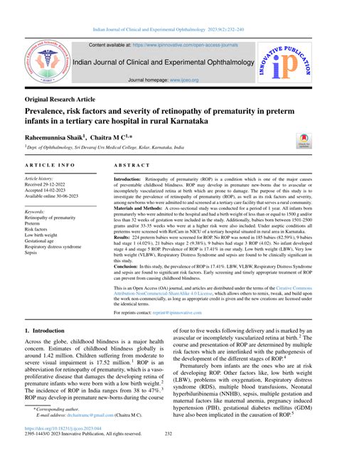Pdf Prevalence Risk Factors And Severity Of Retinopathy Of