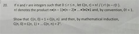 Solved If N And R Are Integers Such That 0≤r≤n Let