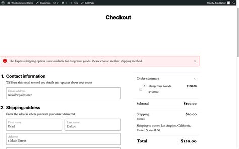 Prevent Checkout Based On Shipping Method And Class In Woocommerce