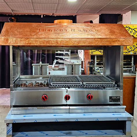 Industrial Gas And Lava Grill Copper Kitchen Hood With Glass And Bench