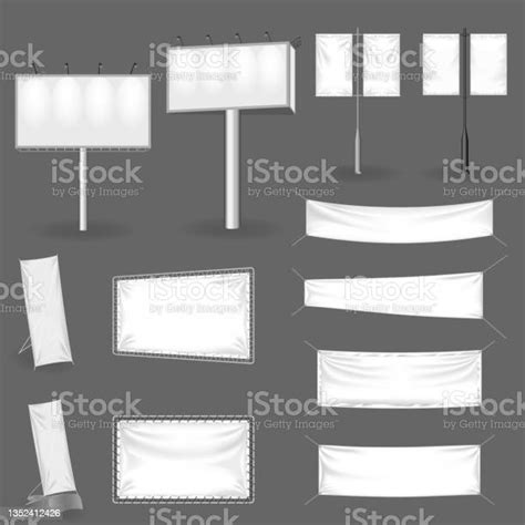 아름다운 사실적인 광고판과 옥외 광고 소매 표지판 스탠드를 설정합니다 0명에 대한 스톡 벡터 아트 및 기타 이미지 0명 3차원 형태 개체 그룹 Istock