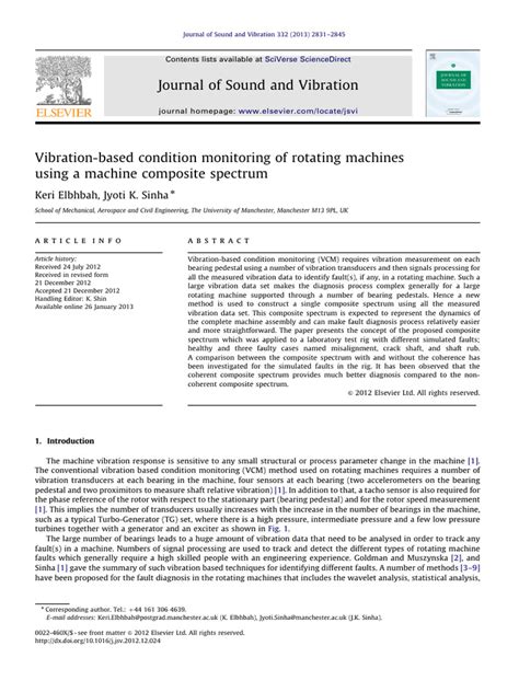 Vibration Based Condition Monitoring Of Rotating Machines Using A Machine Composite Spectrum