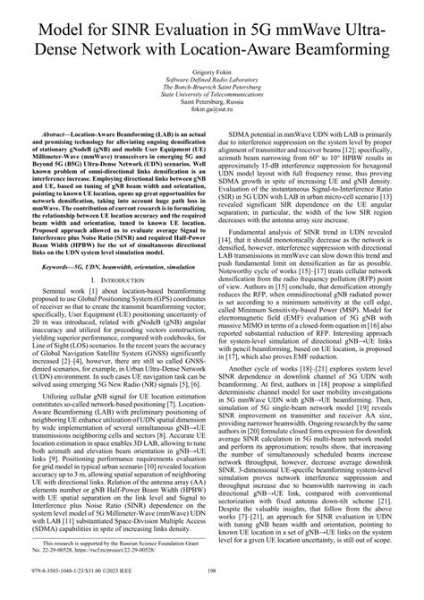 Pdf Model For Sinr Evaluation In 5g Mm Wave Ultra Dense Network With Location Aware Beamforming