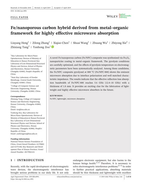 Fenanoporous Carbon Hybrid Derived From Metalorganic Framework For